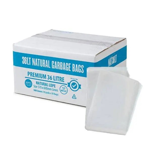 Premium Clear 36Lt Rubbish Bin Liners | Food Safe