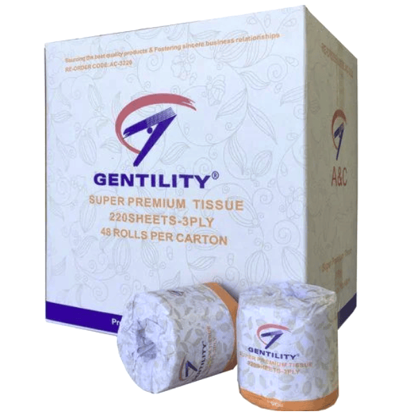 Gentility 3ply Toilet paper 220 Sheets 48 Rolls – Crystalwhite