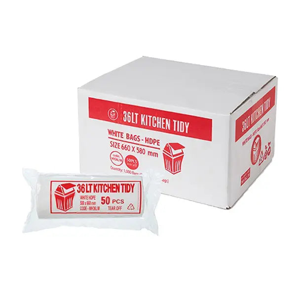 Kitchen Tidy 36Lt White Bin Liners | Garbage Bags