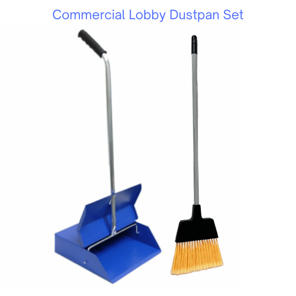 Upright Metal Lobby Dustpan with Broom