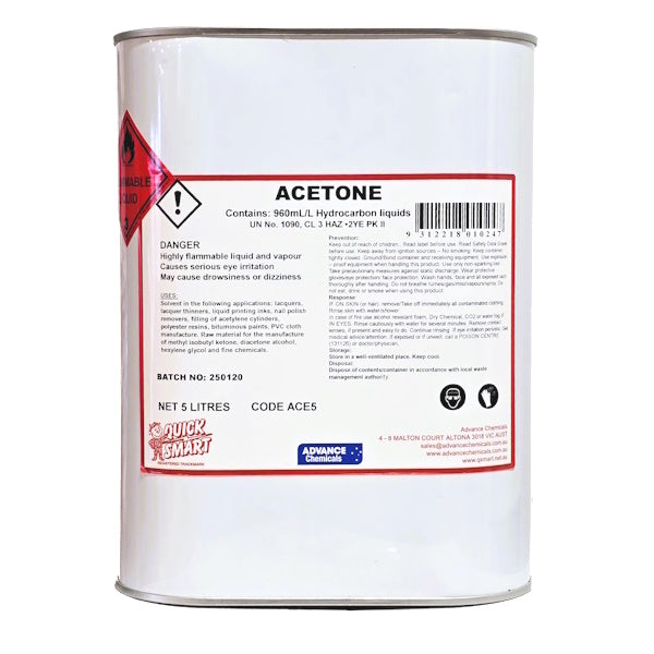 Quick Smart Acetone 960ml/l Hydrocarbon Liquids